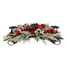 Theatre Seasonal Decor - Red Bauble White Berry Centrepiece